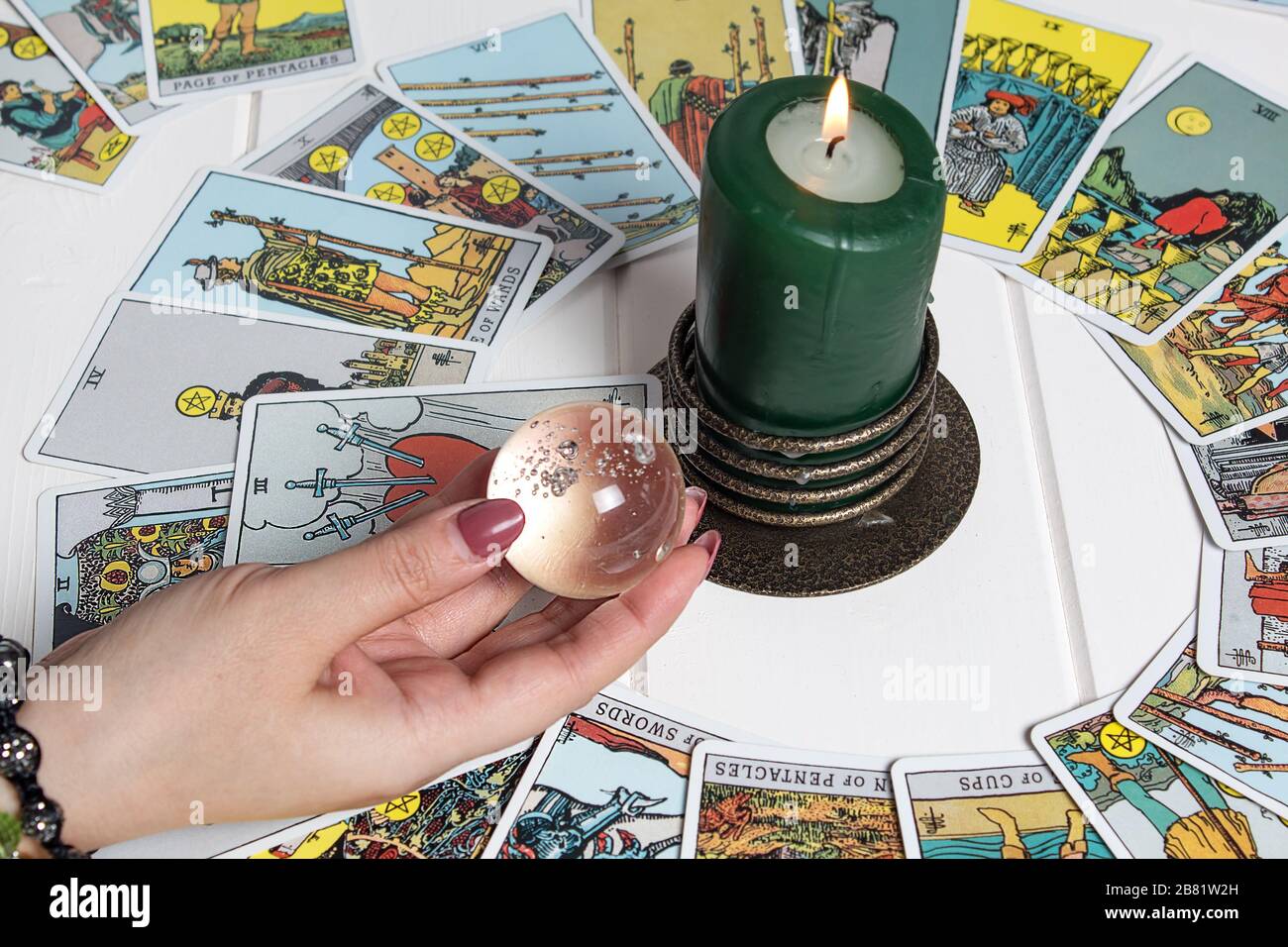 Bangkok,Thailand,March.15.20. A fortune teller holds a magic ball.On ...