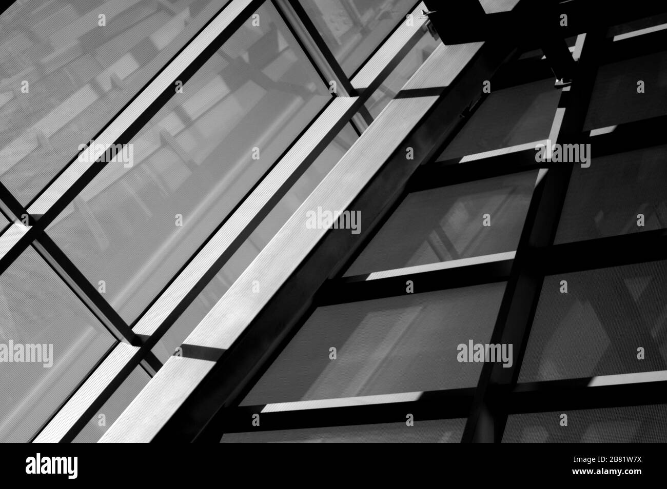 Skyscraper see from inside. Windows construction Stock Photo - Alamy