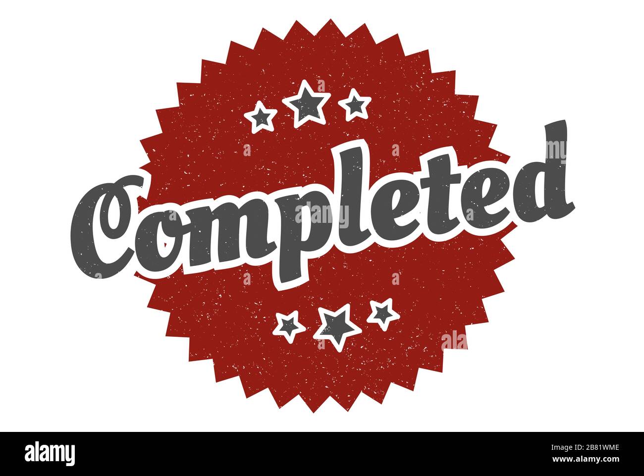 completed sign. completed round vintage retro label. completed Stock ...