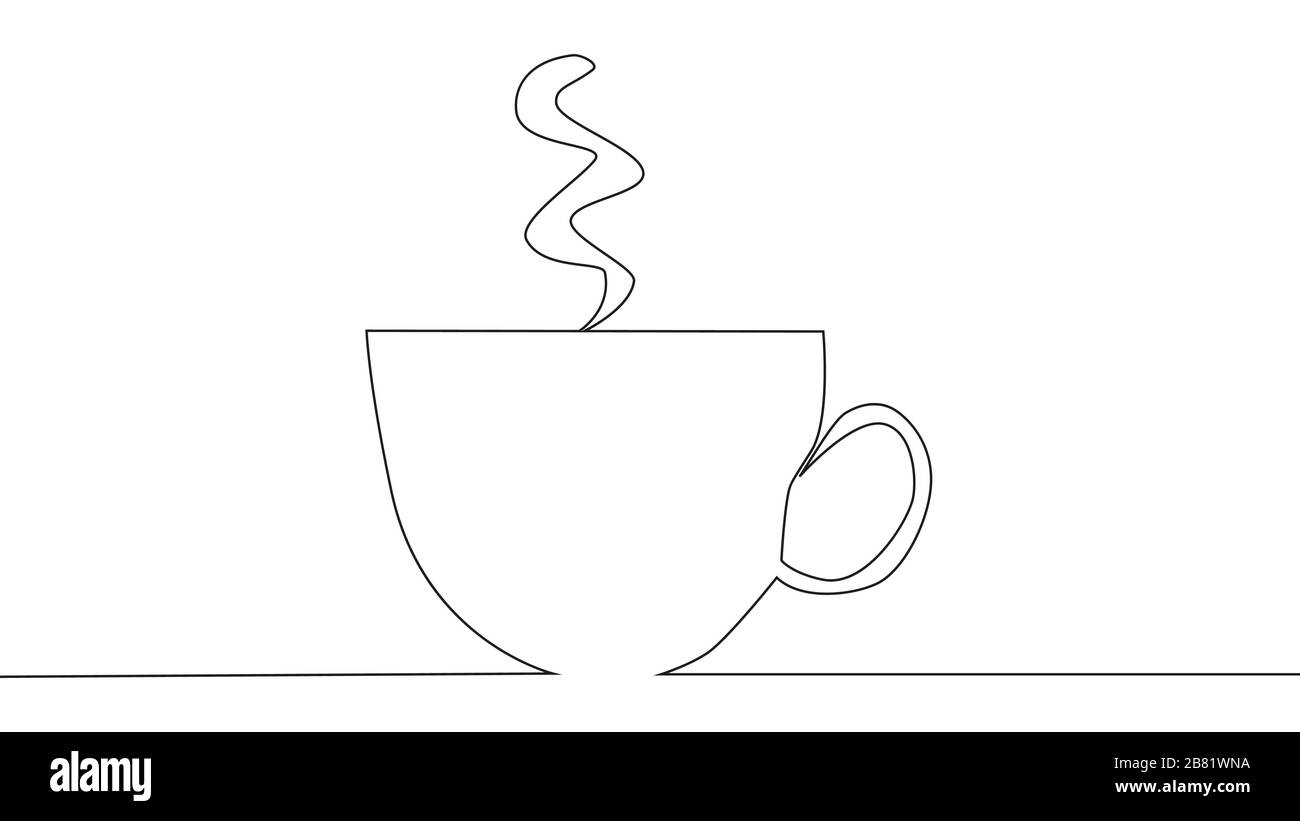Continuous line drawing of cup of coffee. illustration Stock Vector ...