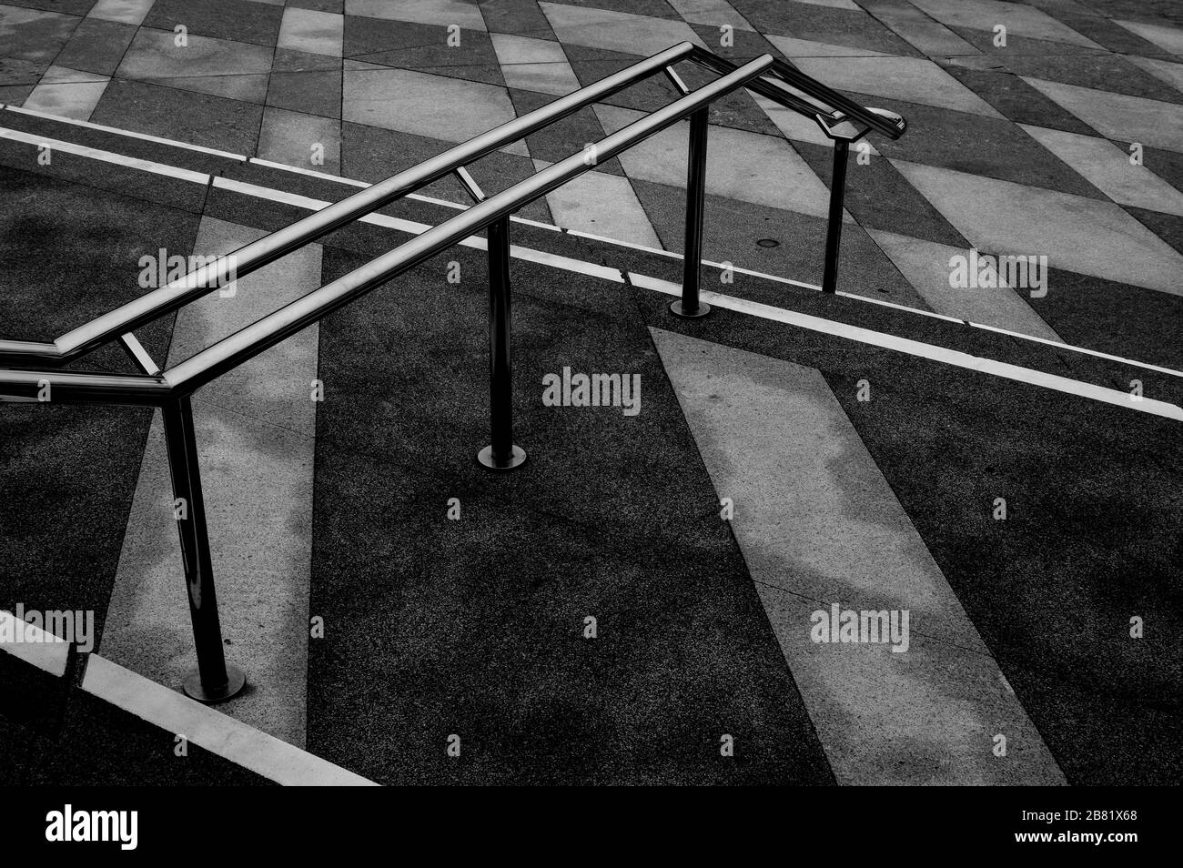 Shiny chrome metal fencing and railings Stock Photo - Alamy