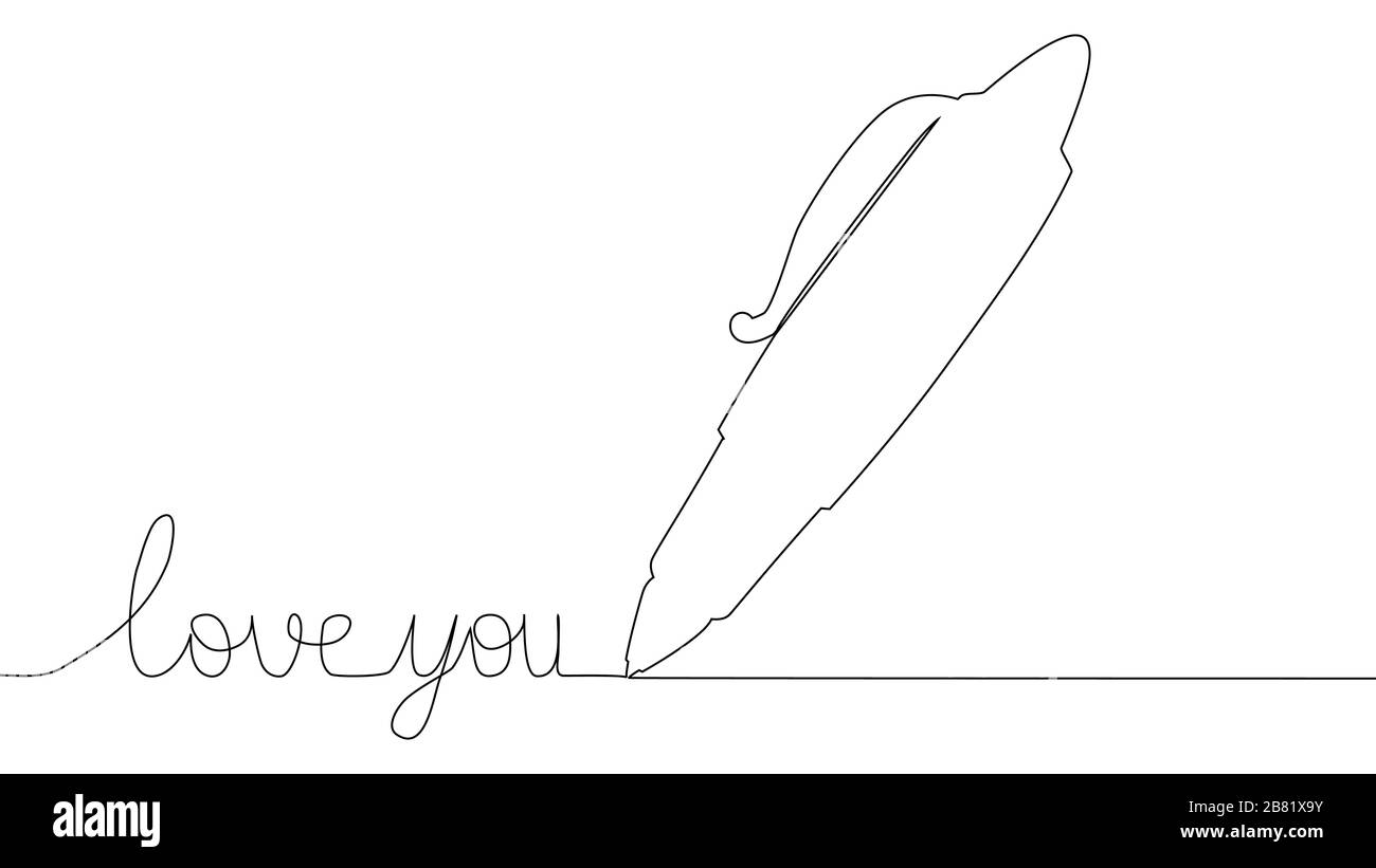 One line drawing.Pen. Continuous line art. Ballpoint pen. Biro. Hand ...