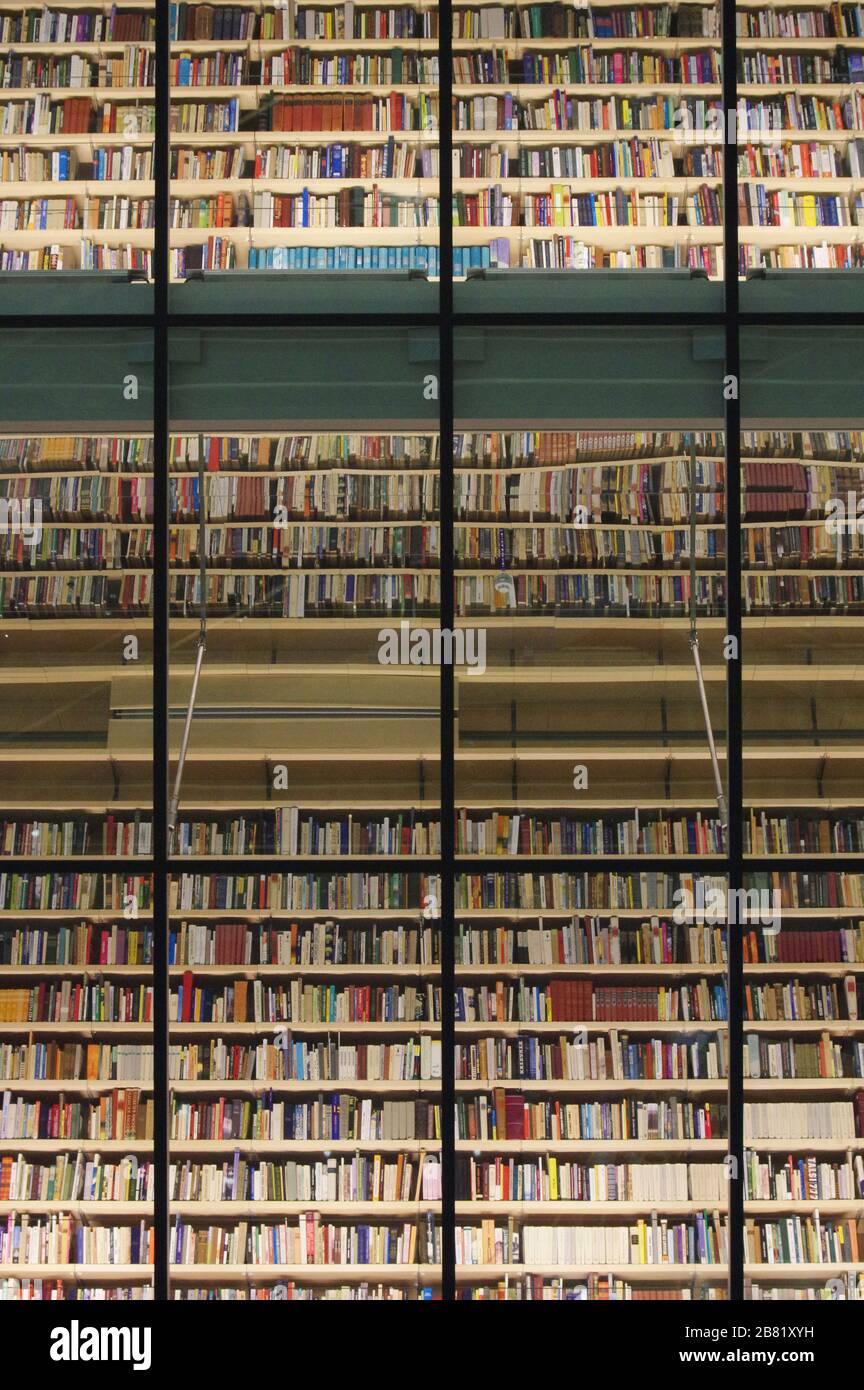 Old Big Library with many shelfs Stock Photo - Alamy
