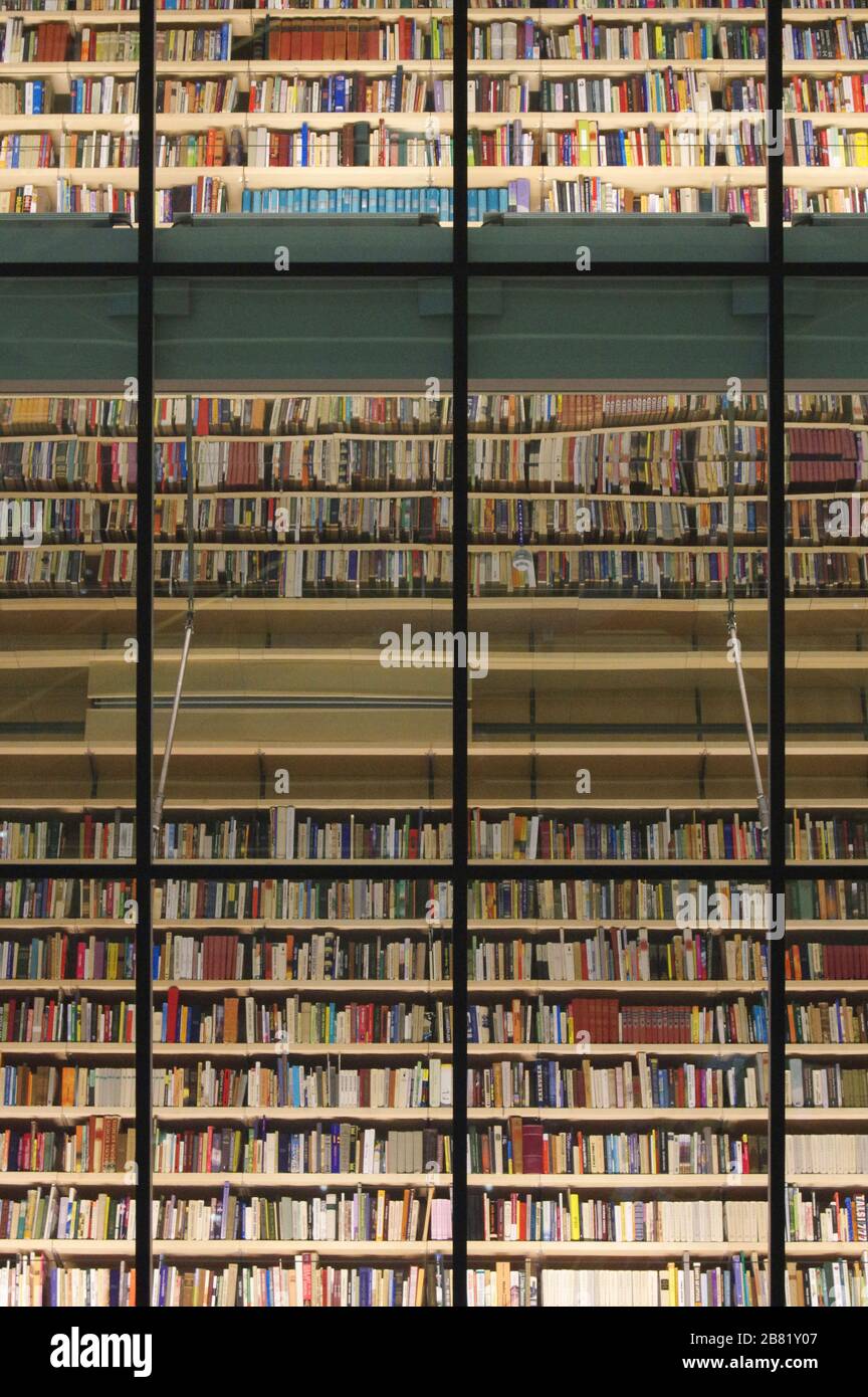Old Big Library with many shelfs Stock Photo - Alamy