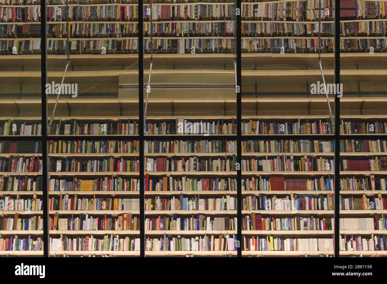 Old Big Library with many shelfs Stock Photo - Alamy