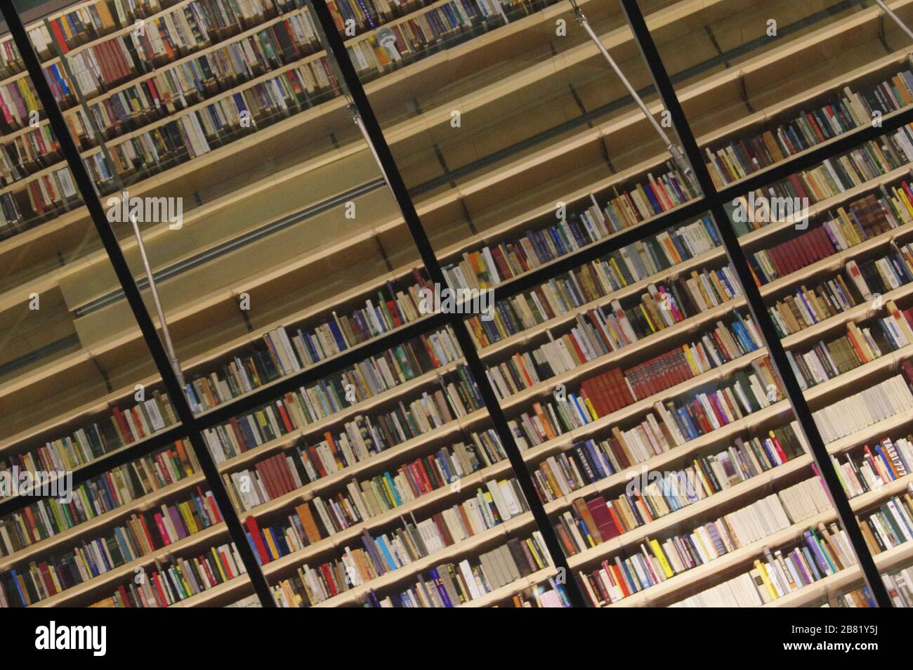 Old Big Library with many shelfs Stock Photo - Alamy