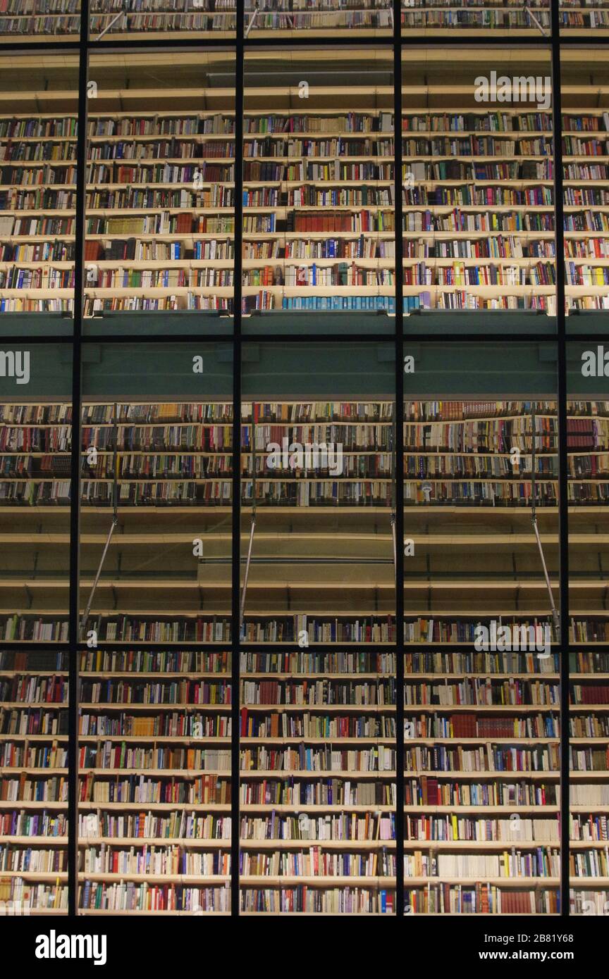 Old Big Library with many shelfs Stock Photo - Alamy