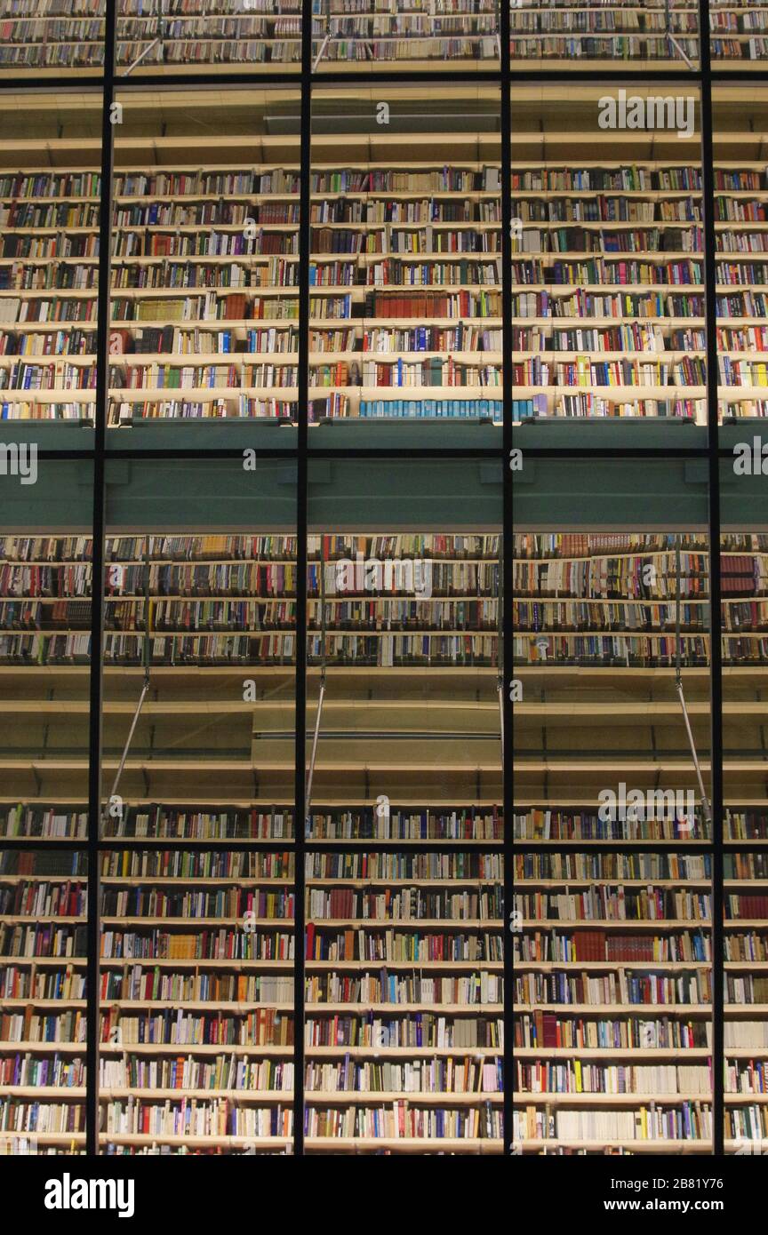 Old Big Library with many shelfs Stock Photo - Alamy