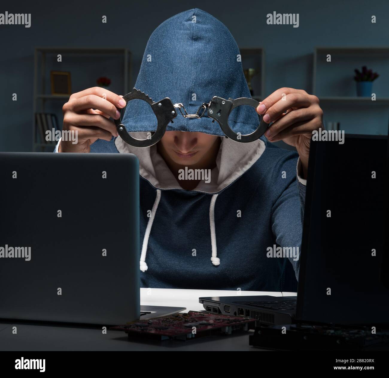 The hacker hacking computer at night Stock Photo - Alamy