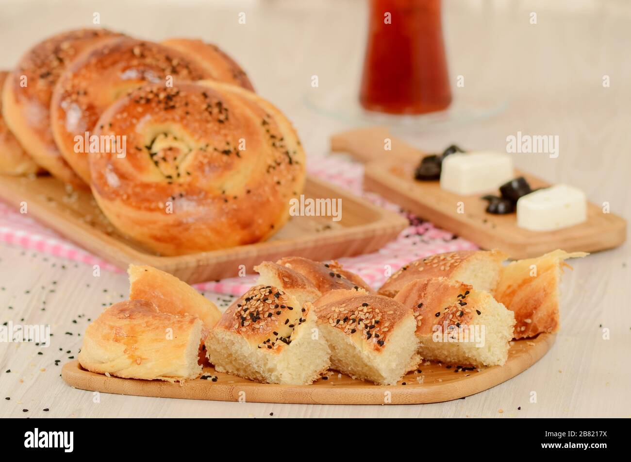Turkish pastry from turkish cuisine (acma, Pogaca, Simit Stock Photo ...