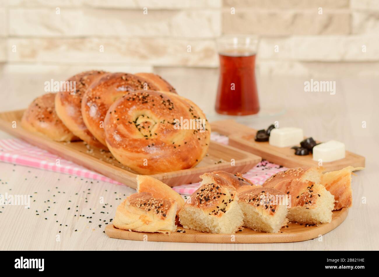 Turkish pastry from turkish cuisine (acma, Pogaca, Simit Stock Photo ...