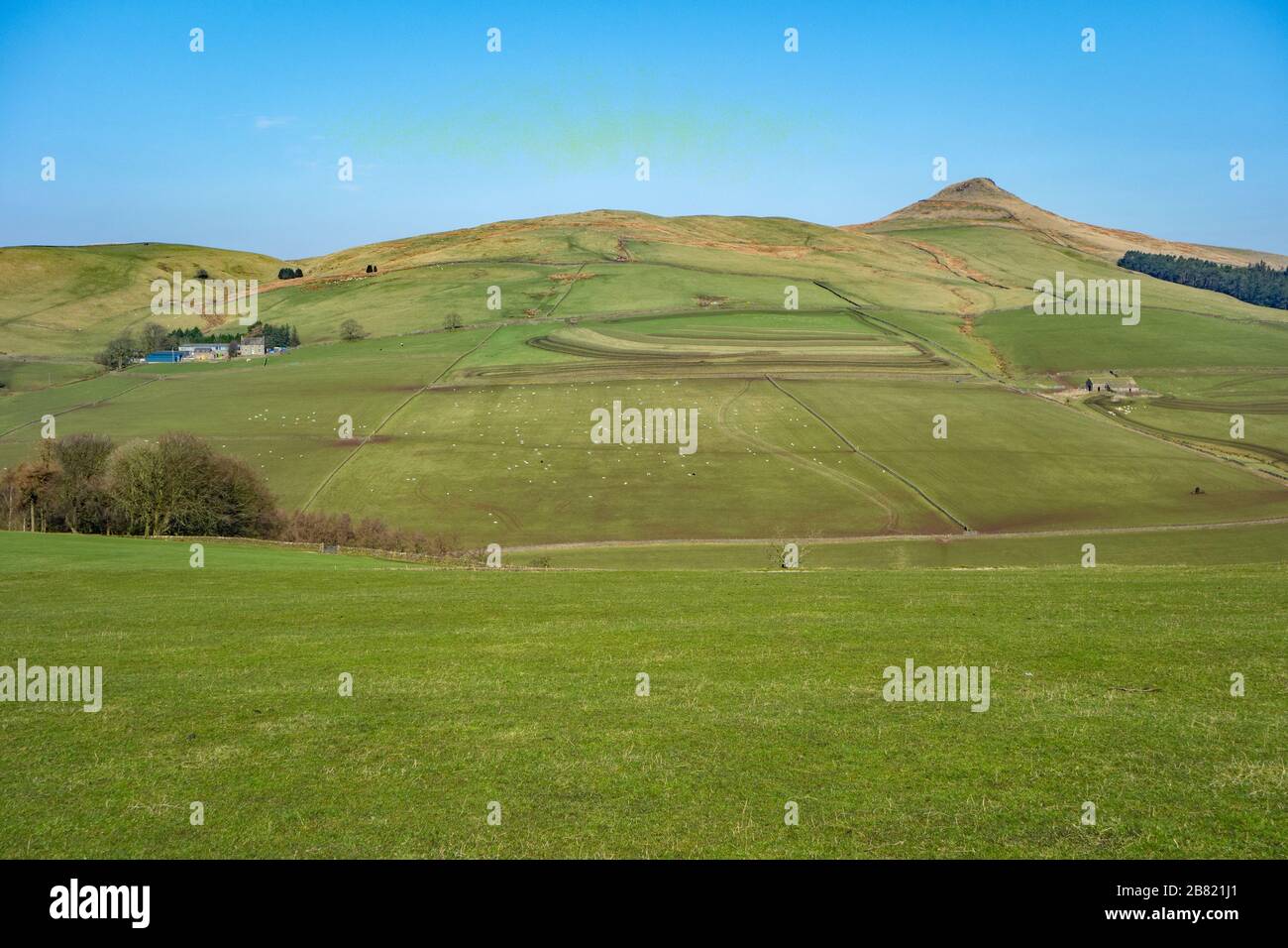 Shutlingsloe hill near the village of Wildboarclough in the Peak ...