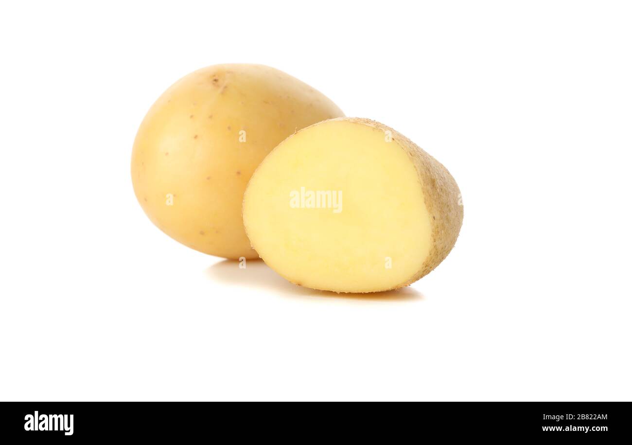 Ripe young potato isolated on white background Stock Photo - Alamy