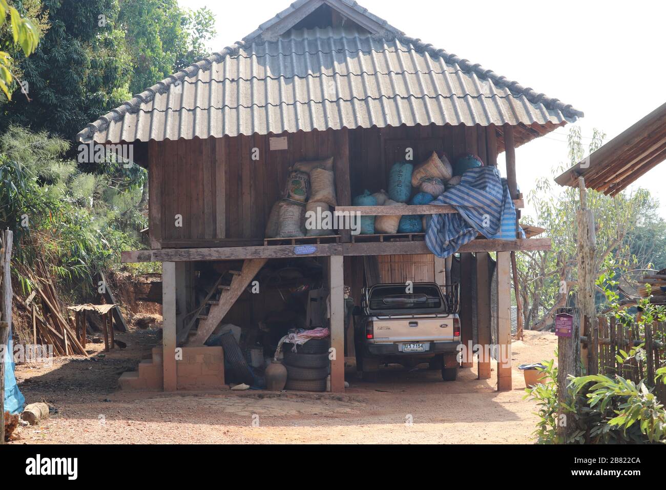 TYPICAL HOUSE IN A VILLAGE IN CHIANG RAI NORTHERN THAILAND Stock Photo ...