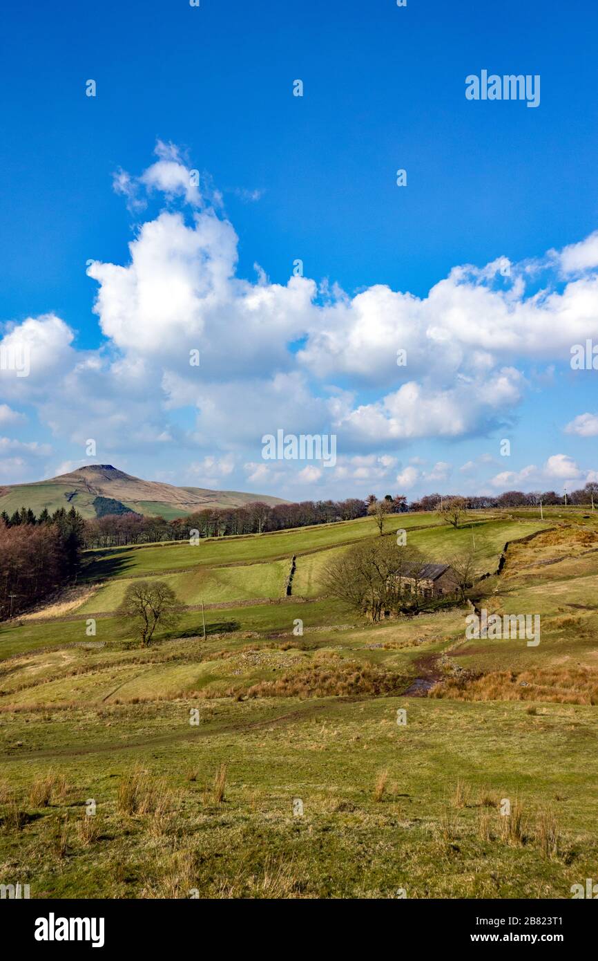 Shutlingsloe hill near the village of Wildboarclough in the Peak ...