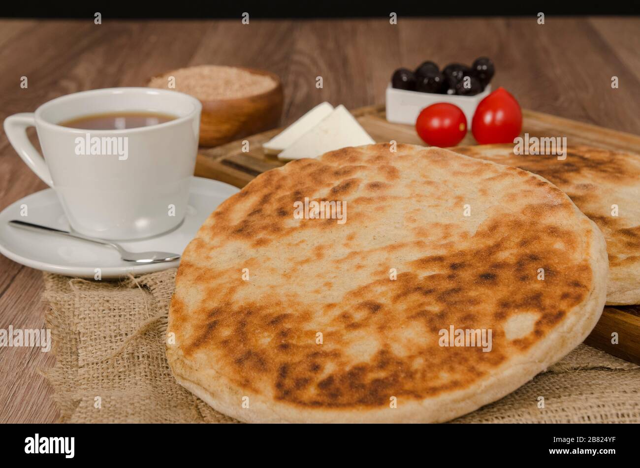 Traditional turkish bread called bazlama. stock photo Stock Photo - Alamy