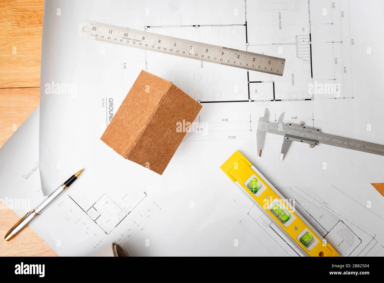 Business, architecture, building and construction concept - Top view of ...