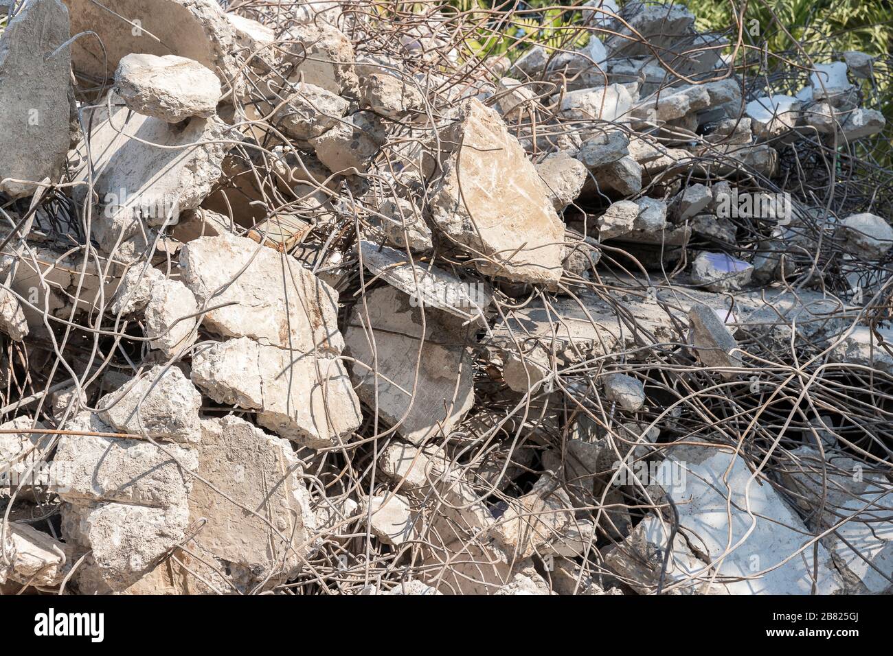 Debris and destroyed building that collapsed from the earthquake Stock ...