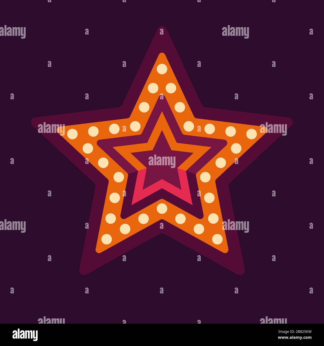 Red star retro marquee light frame flat illustration Stock Vector Image ...