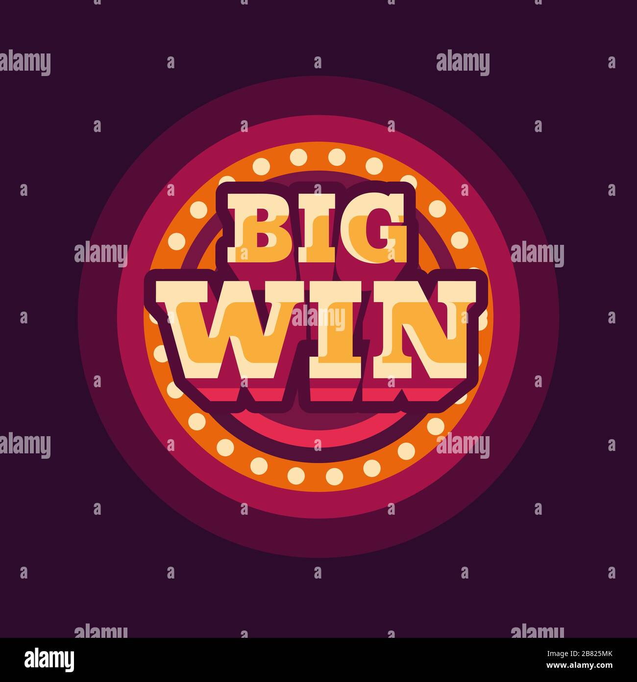 Big win casino red round retro sign flat illustration Stock Vector ...