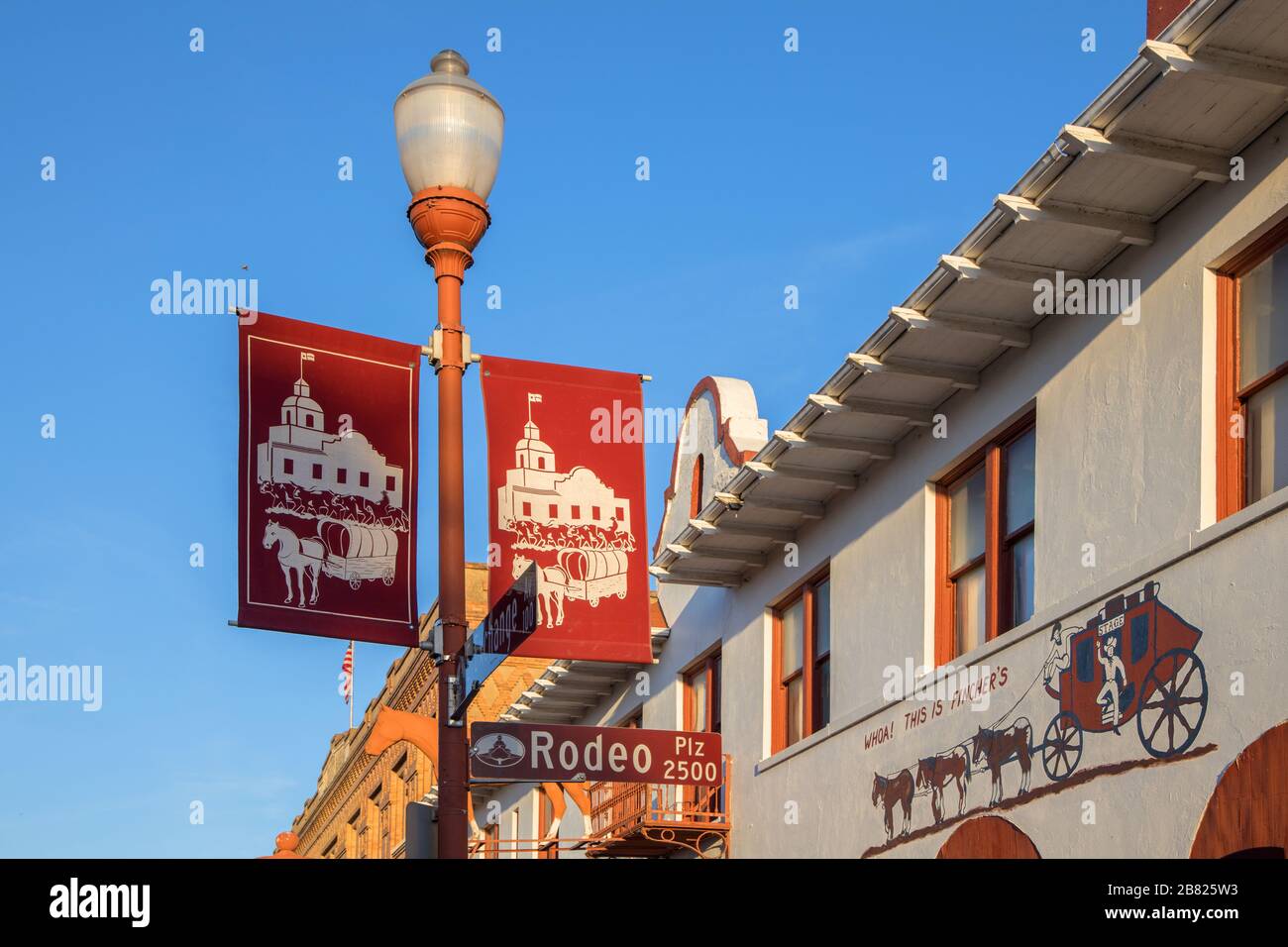 stockyard district of fort worth signs Texas Stock Photo - Alamy