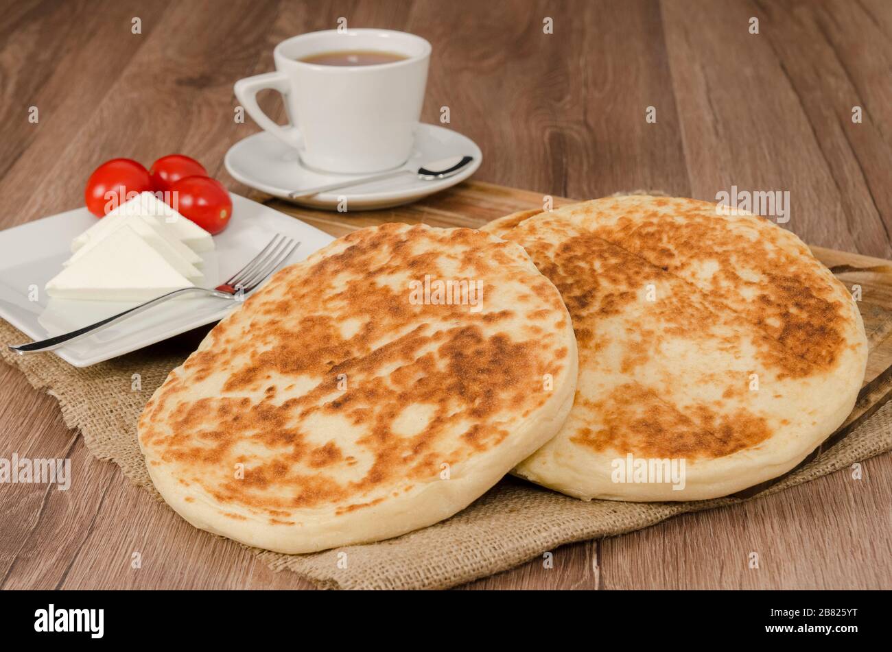 Traditional turkish bread called bazlama. stock photo Stock Photo - Alamy