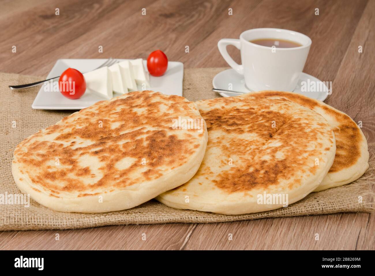 Traditional turkish bread called bazlama. stock photo Stock Photo - Alamy
