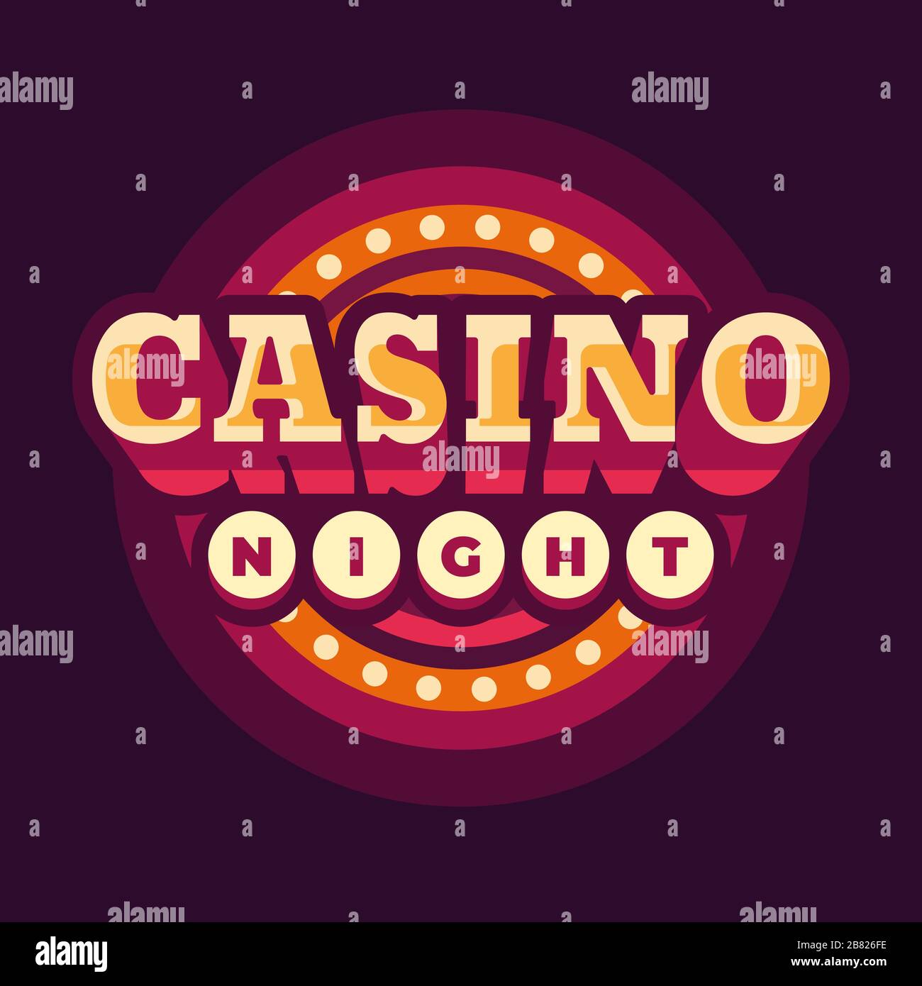 Casino night red round retro sign flat illustration Stock Vector Image ...