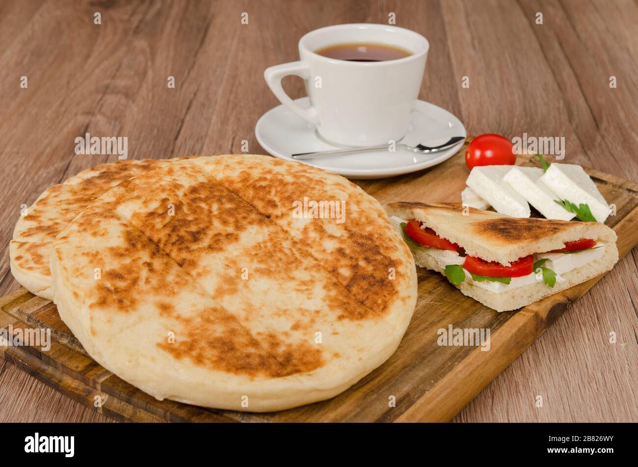 Traditional turkish bread called bazlama. stock photo Stock Photo - Alamy