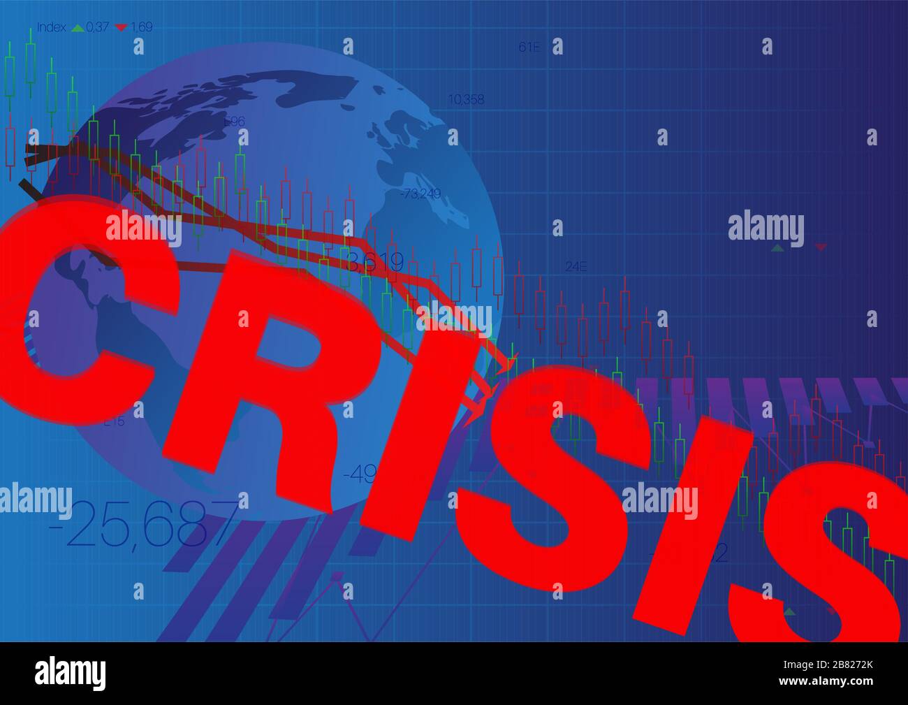 Vector illustrated Crisis Business graph with arrows tending downwards ...