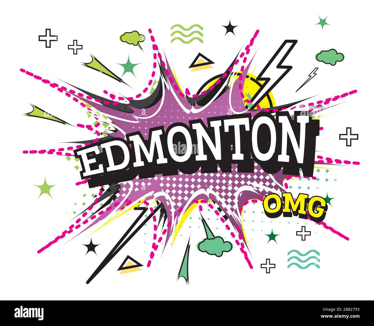 Edmonton Comic Text in Pop Art Style Isolated on White Background ...
