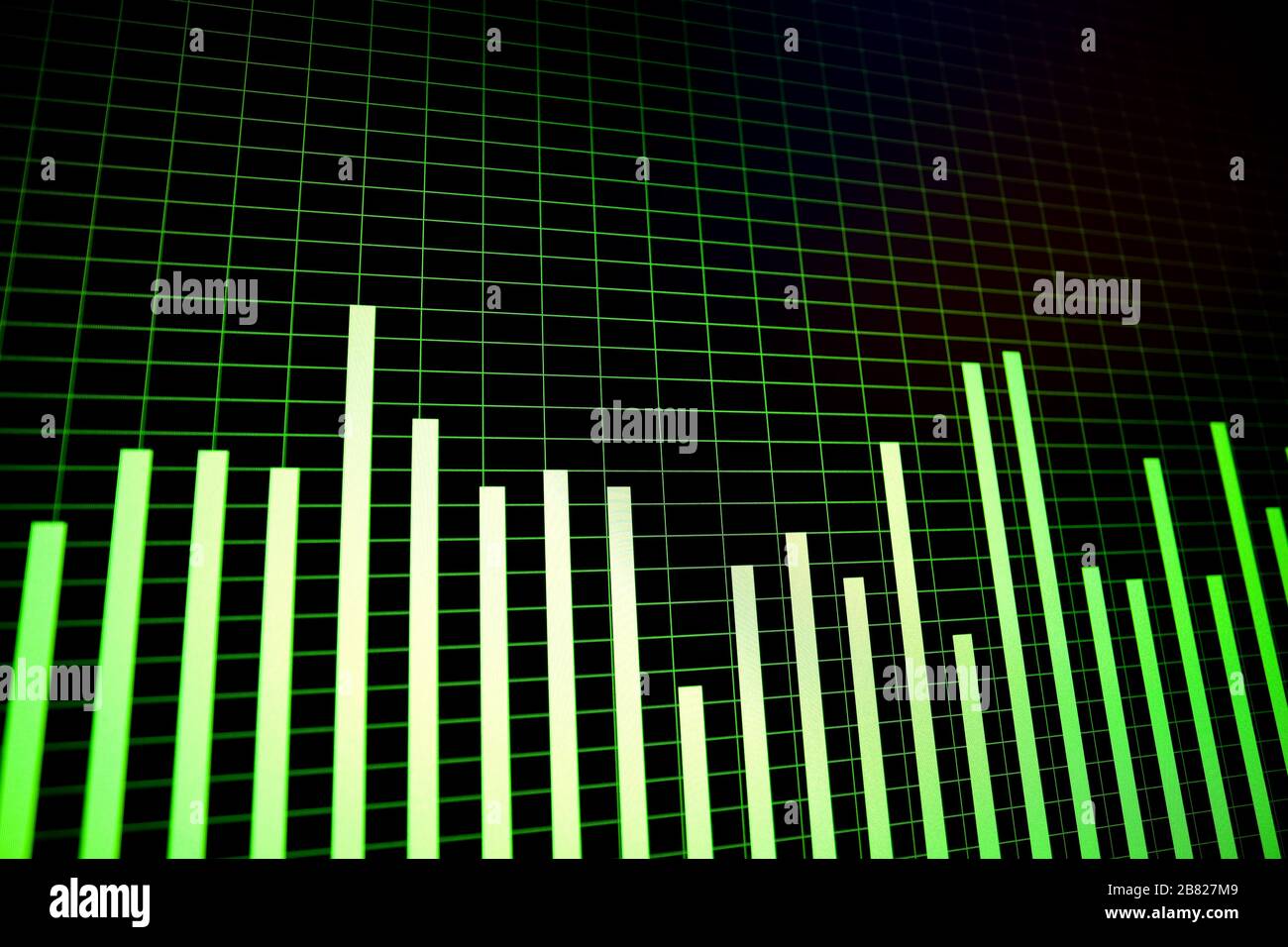 Waveforms and spectograms on computer screen in details. Colorful ...