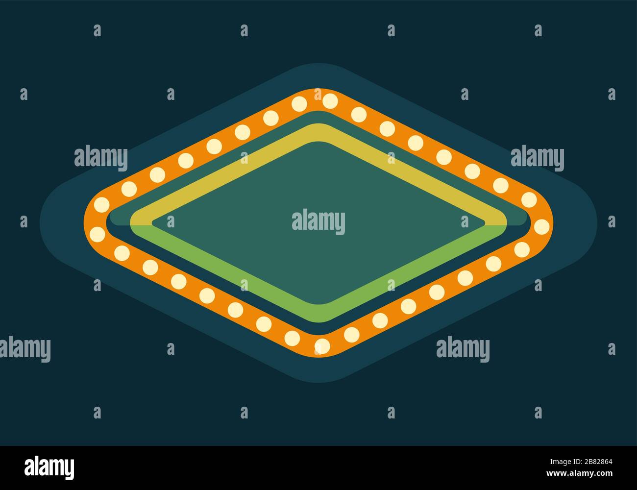 Green rhombus retro marquee light frame flat illustration Stock Vector ...