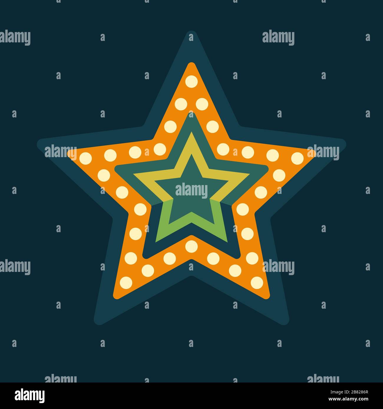 Green star retro marquee light frame flat illustration Stock Vector ...
