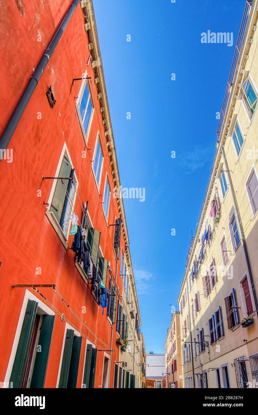 drying clothes on window racks in Venice Stock Photo - Alamy