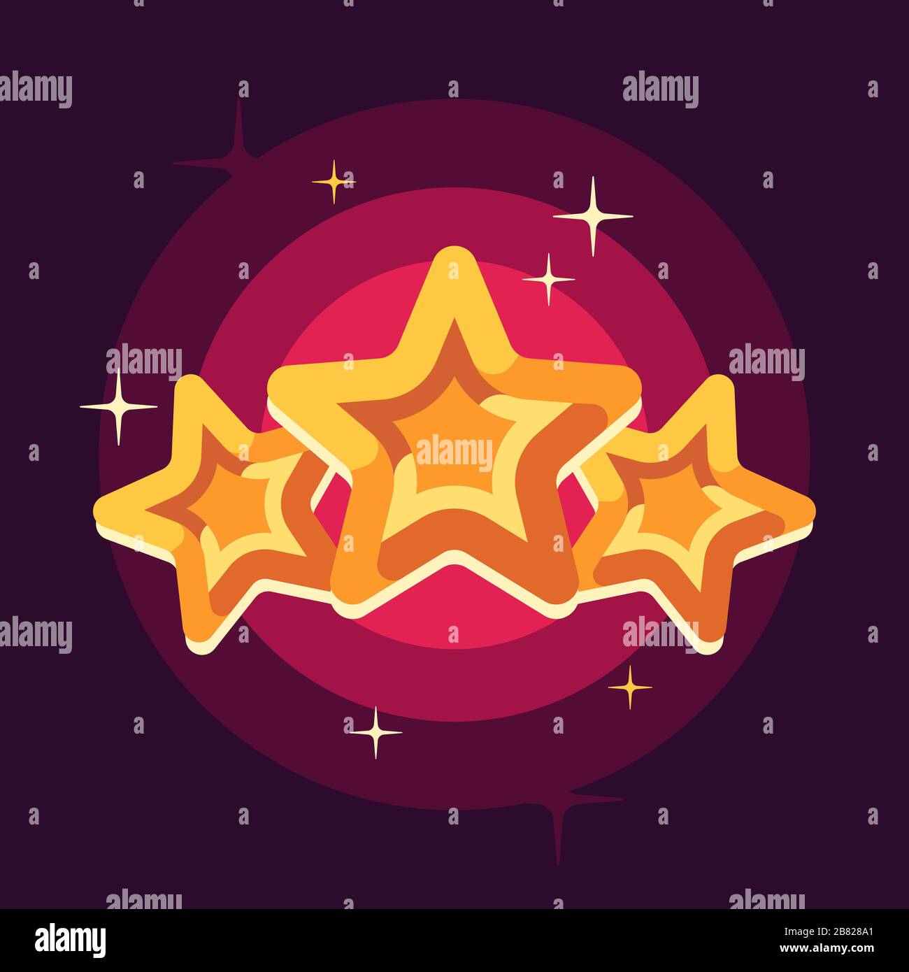 Three golden stars on red background flat illustration Stock Vector ...