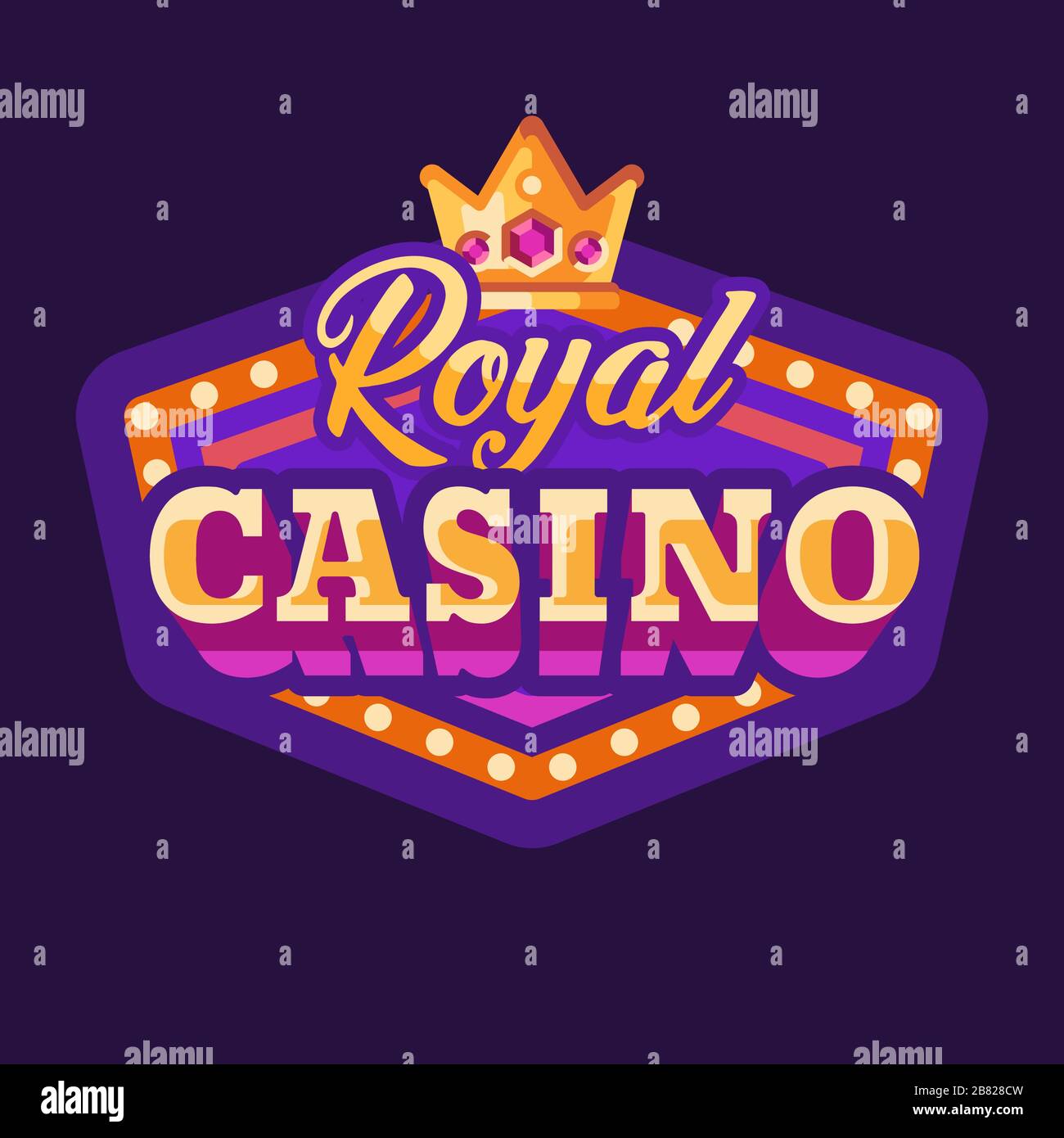 Royal casino purple retro sign flat illustration Stock Vector Image ...