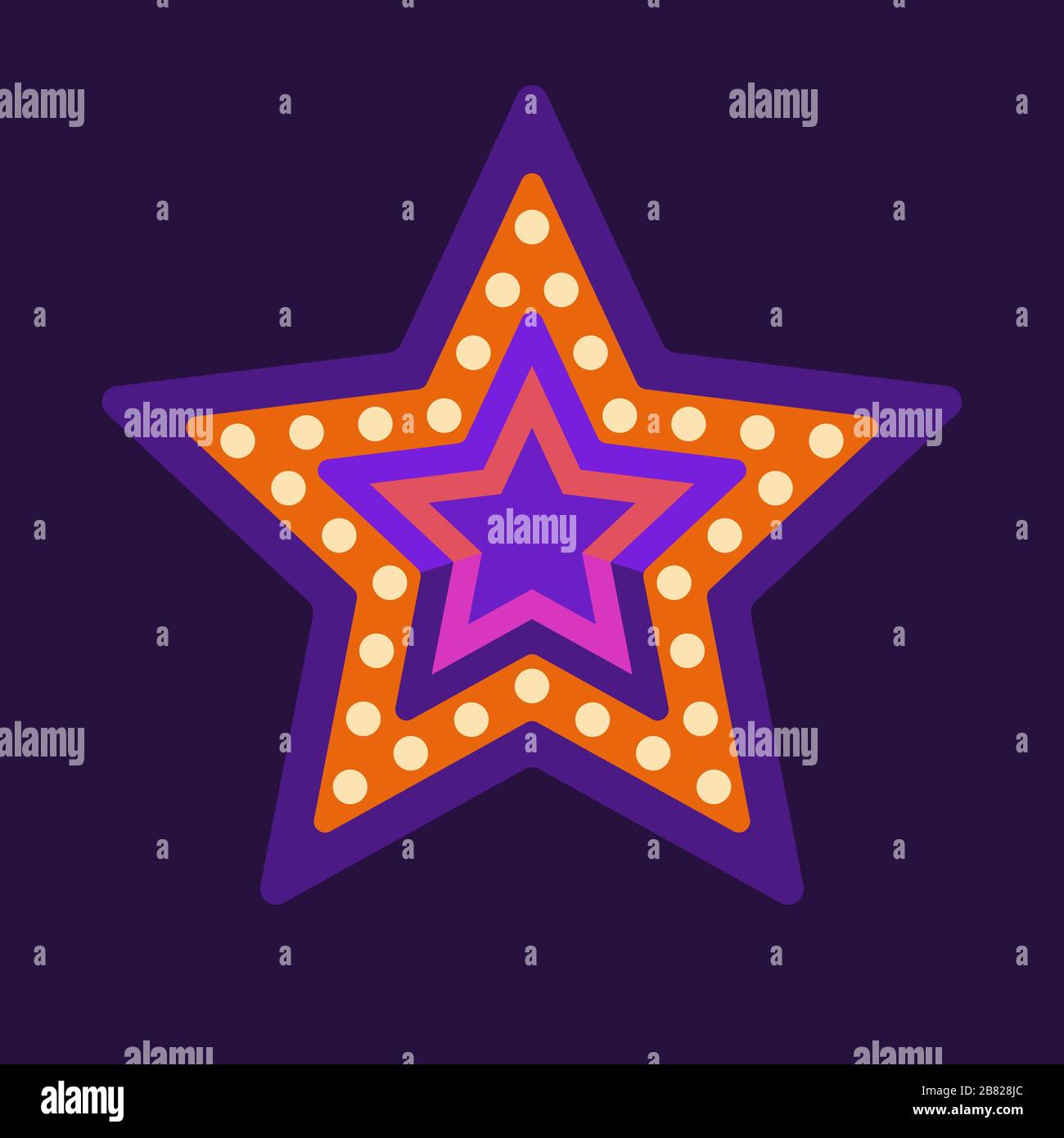 Purple star retro marquee light frame flat illustration Stock Vector ...