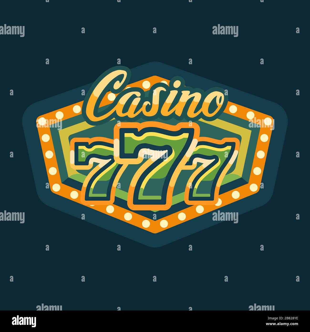 Casino 777 green retro marquee sign flat illustration Stock Vector ...