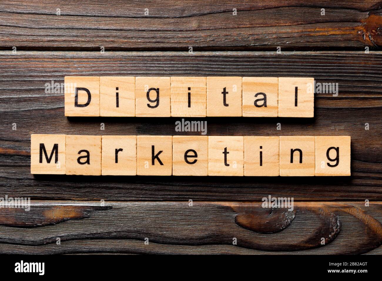 Digital Marketing word written on wood block. Digital Marketing text on ...