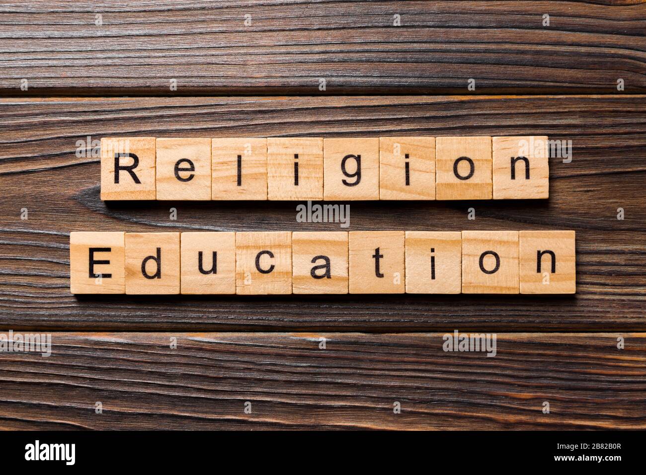 religion education word written on wood block. religion education text ...