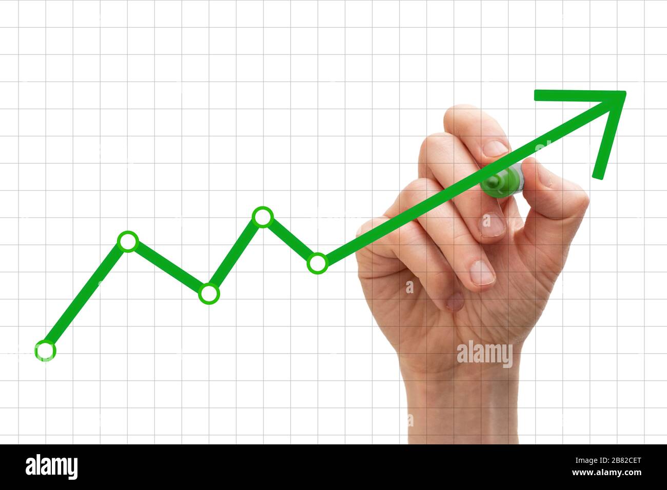 Concept for growth. Green growth line on whiteboard Stock Photo - Alamy