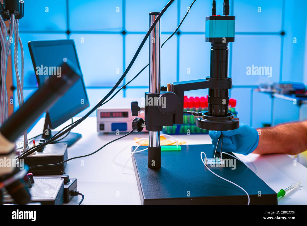 Design development Lab On Chip device in microfluidic lab Stock Photo ...