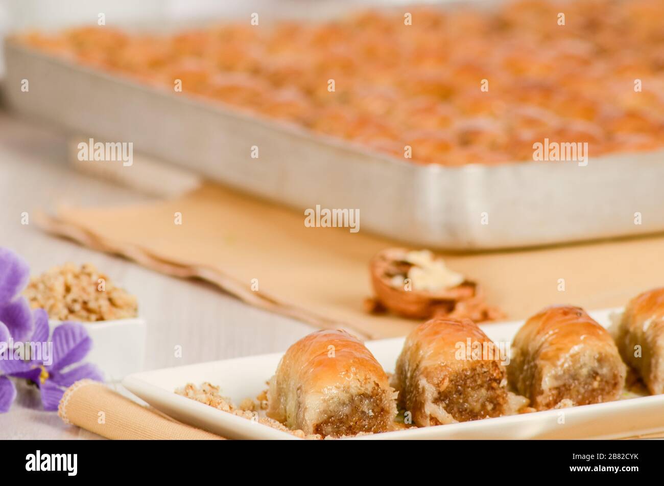 Baklava cake - walnut Mediterranean dessert stock photo Stock Photo - Alamy
