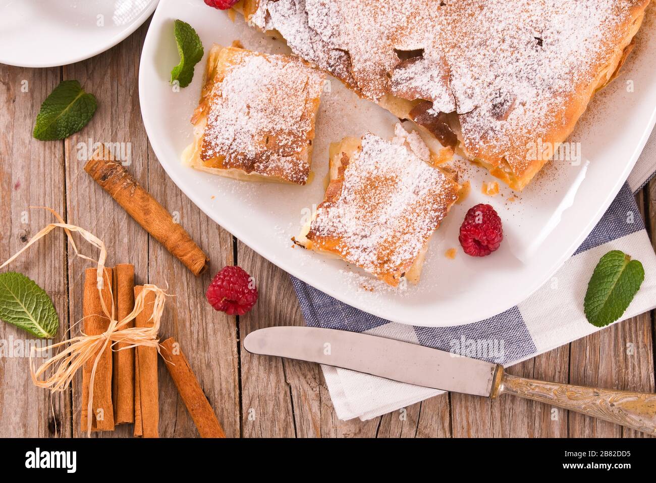 Bougatsa - Greek puff pastry with cream Stock Photo - Alamy