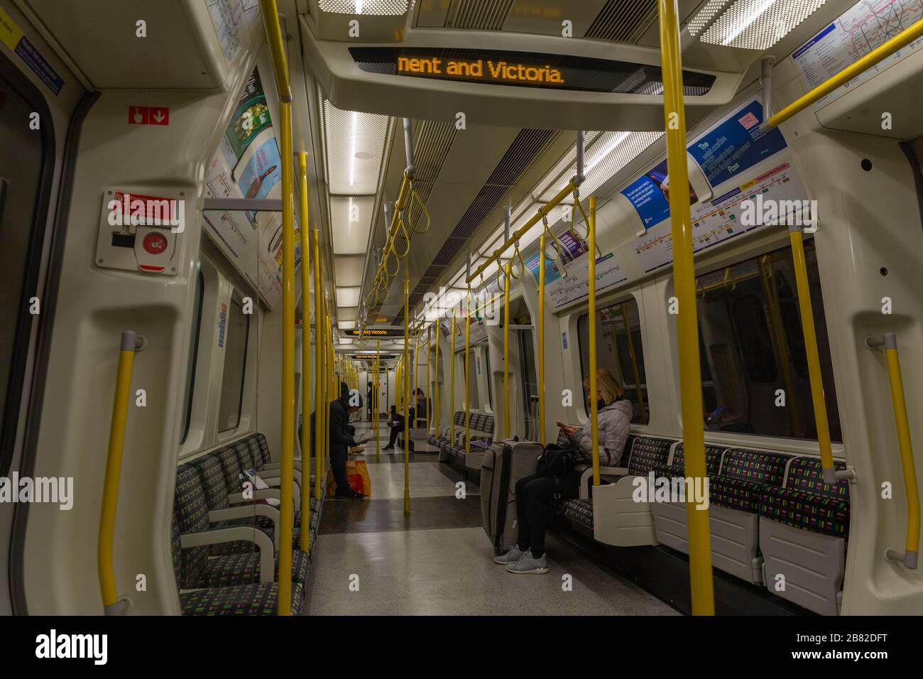 London, UK. 19th mar, 2020. Empty Circle Line train. Various scenes ...