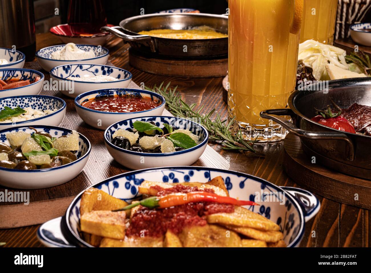 Brakfast table fom turkish cuisine Stock Photo - Alamy