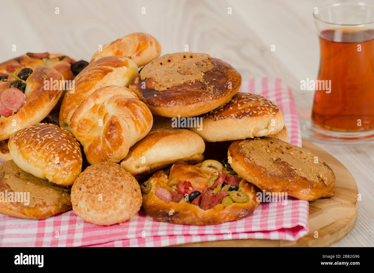 Turkish pastry from turkish cuisine (acma, Pogaca, Simit Stock Photo ...