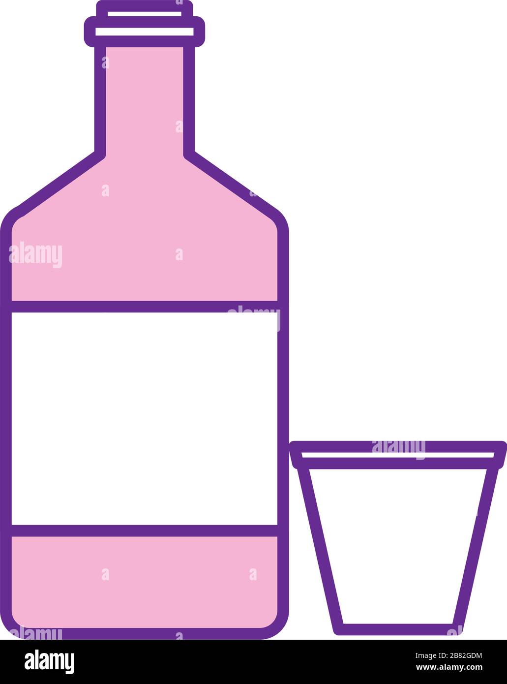 Mexican bottle and shot cup line style icon vector design Stock Vector ...