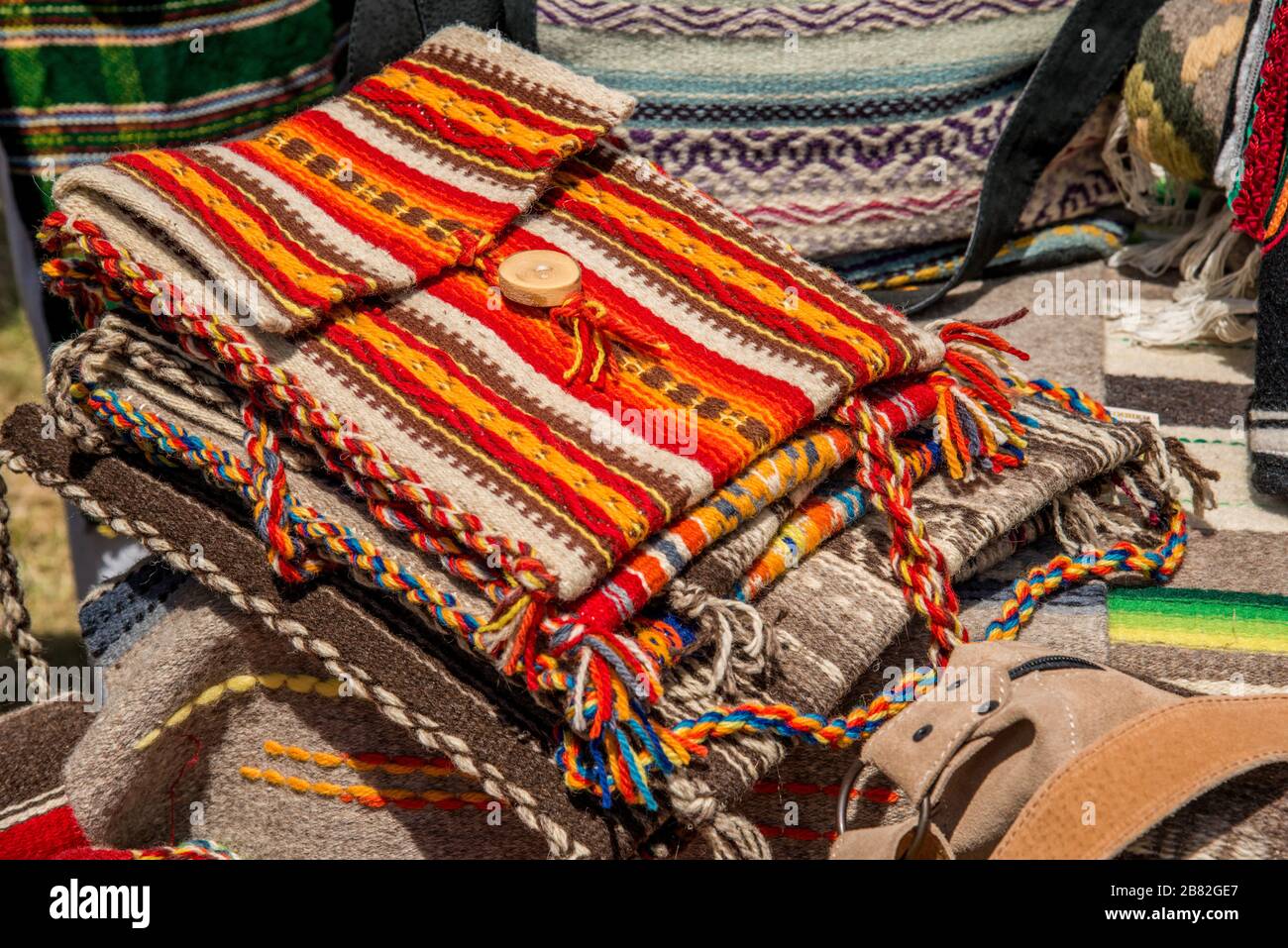 traditional Bulgarian handmade woven bags of wool Stock Photo - Alamy